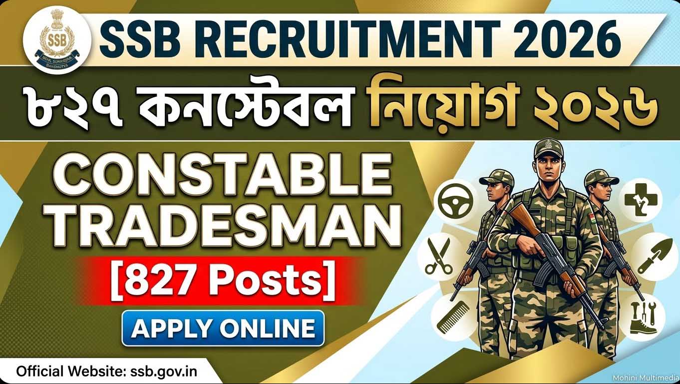 SSB Constable Tradesman Recruitment 2026 [827 Posts] Apply - Mohini ...